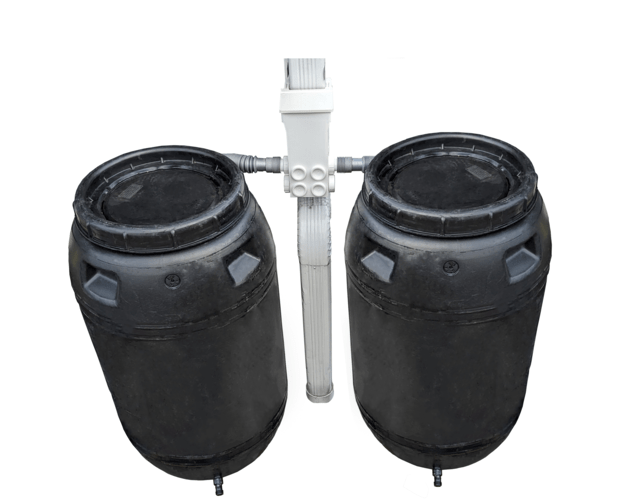 Black Rain Barrel 220L / 55 Gallon (2x) With Diverter (1x) - Moosomin ...