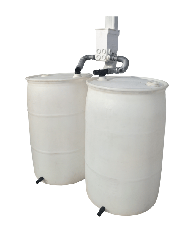 White Rain Barrel 220L / 55 Gallon Sealed Top (2x) With Diverter (1x ...